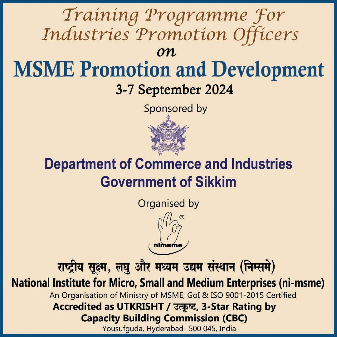 Training Programme on MSME Promotion and Development for Officials of ...